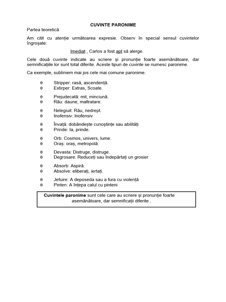 Cuvinte Paronim | PDF