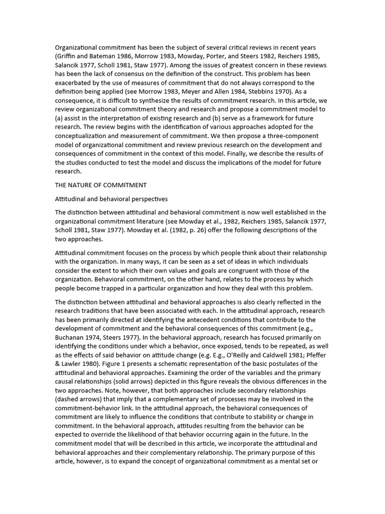 Meyer & Allen Commitment Model Overview | PDF | Attitude (Psychology ...