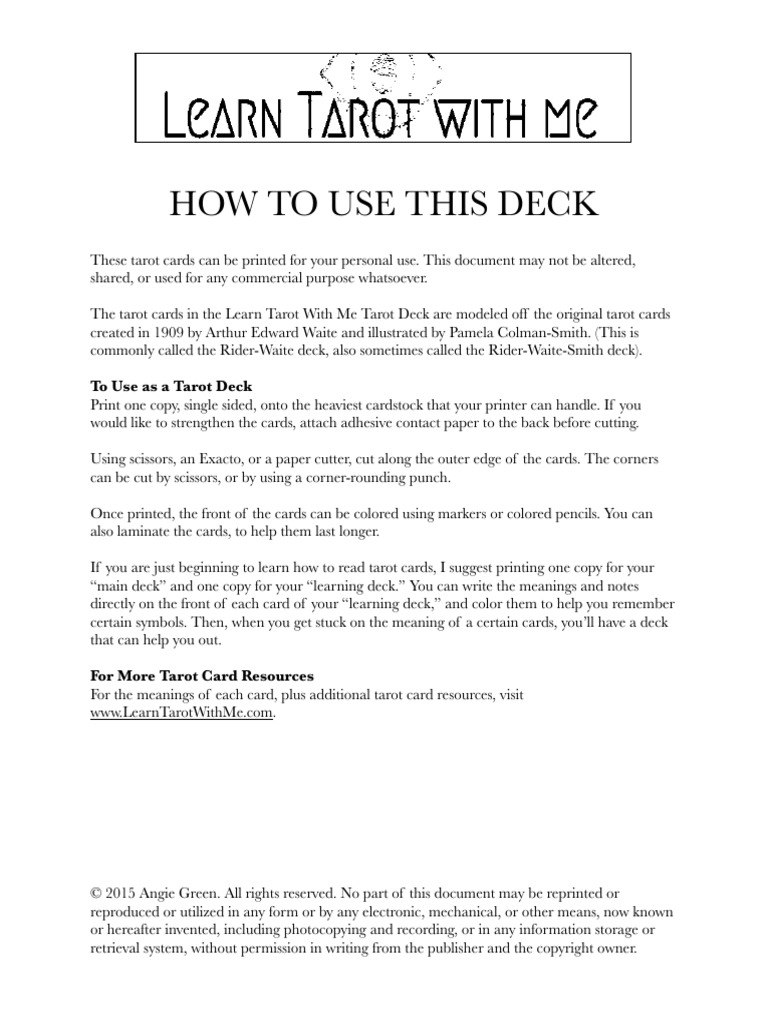 Tarot Deck Major Arcana | PDF