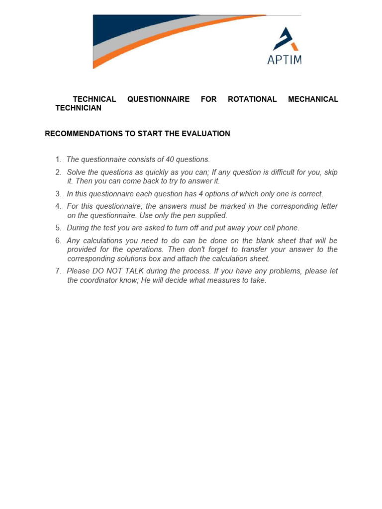 Technical Questionnaire - Rotating Mechanical | PDF | Pump | Gear Technical Questionnaire - Rotating Mechanical | PDF | Pump | Gear