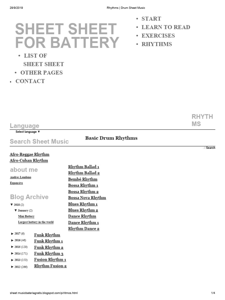 Rhythms - Drum Sheet Music | PDF | Jazz | Funk