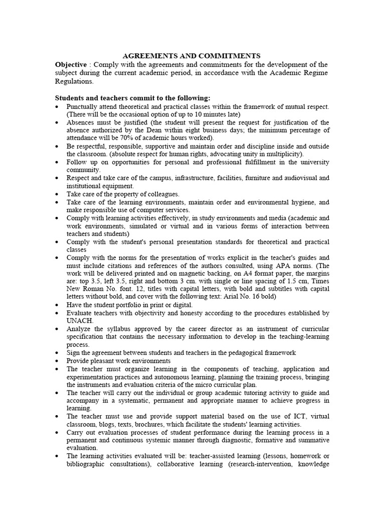 Student Agreements and Commitments | PDF | Teachers | Educational Technology