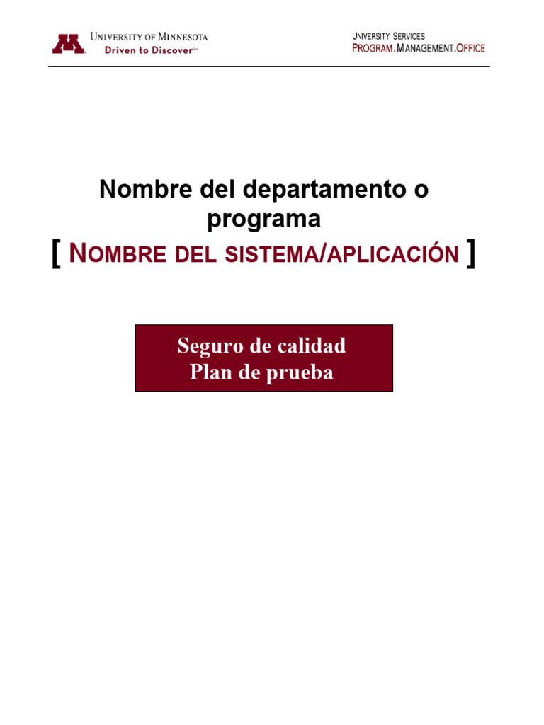 Plan de Prueba de Plantilla | PDF | Software | Calidad (comercial)