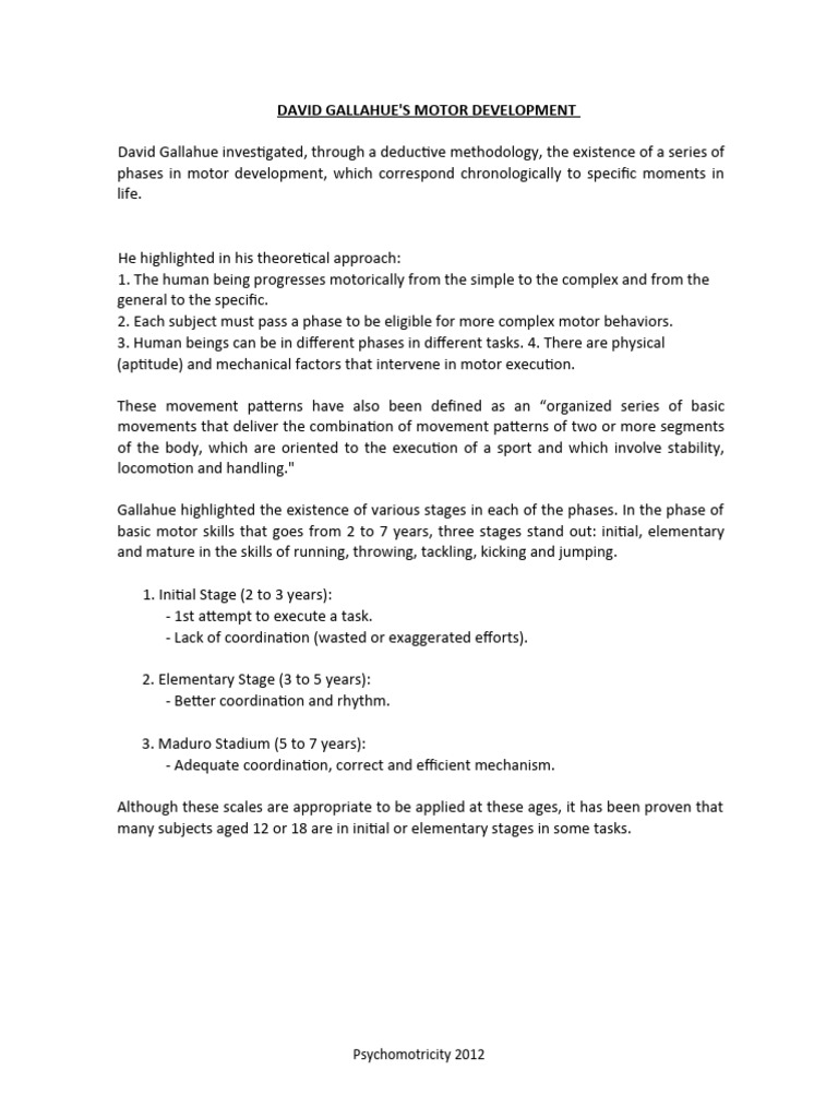 Guide To Motor Development Patterns David Gallahue | PDF | Anatomical ...