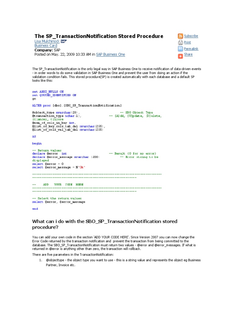 SP_TransactionNotification Stored Procedure Updates | PDF | Database ...
