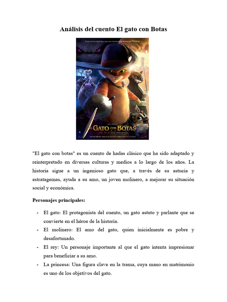 Análisis del cuento El gato con Botas | Descargar gratis PDF | Gatos Análisis del cuento El gato con Botas | Descargar gratis PDF | Gatos