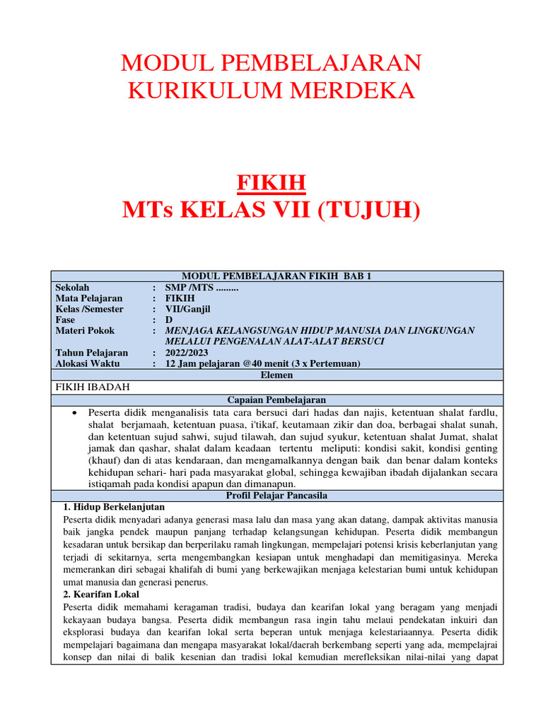 CTH - Fikih 7 Kumer | PDF