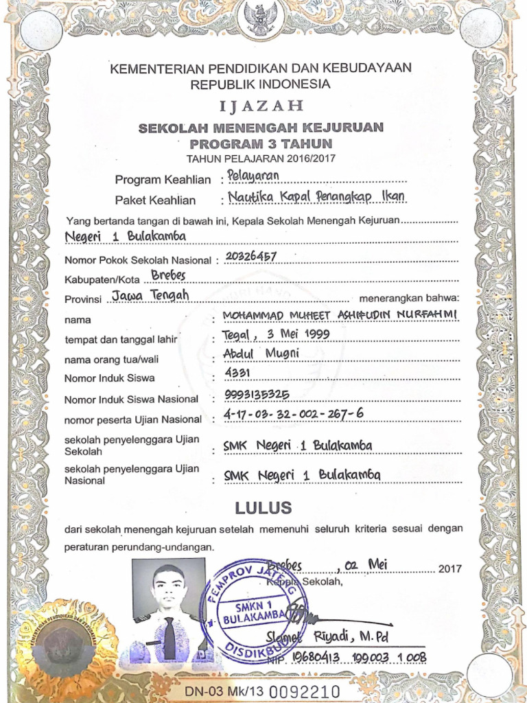 Ijazah SMK | PDF