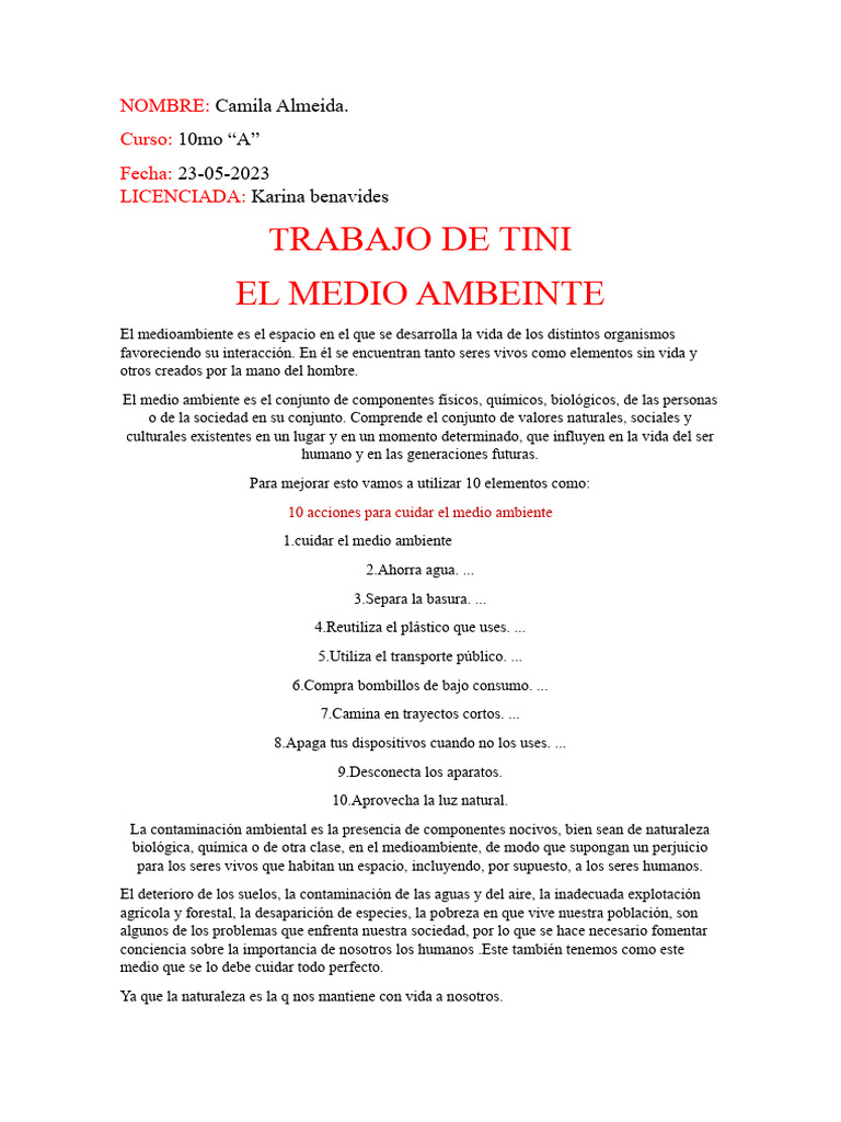 Trabajo Tini | PDF | Entorno natural | Residuos