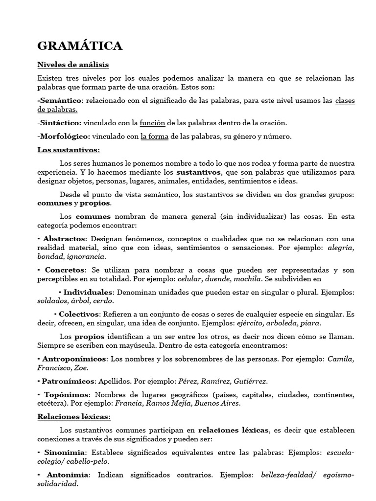 GRAMÁTICA Clases de Palabras 3A y B | PDF | Verbo | Adverbio