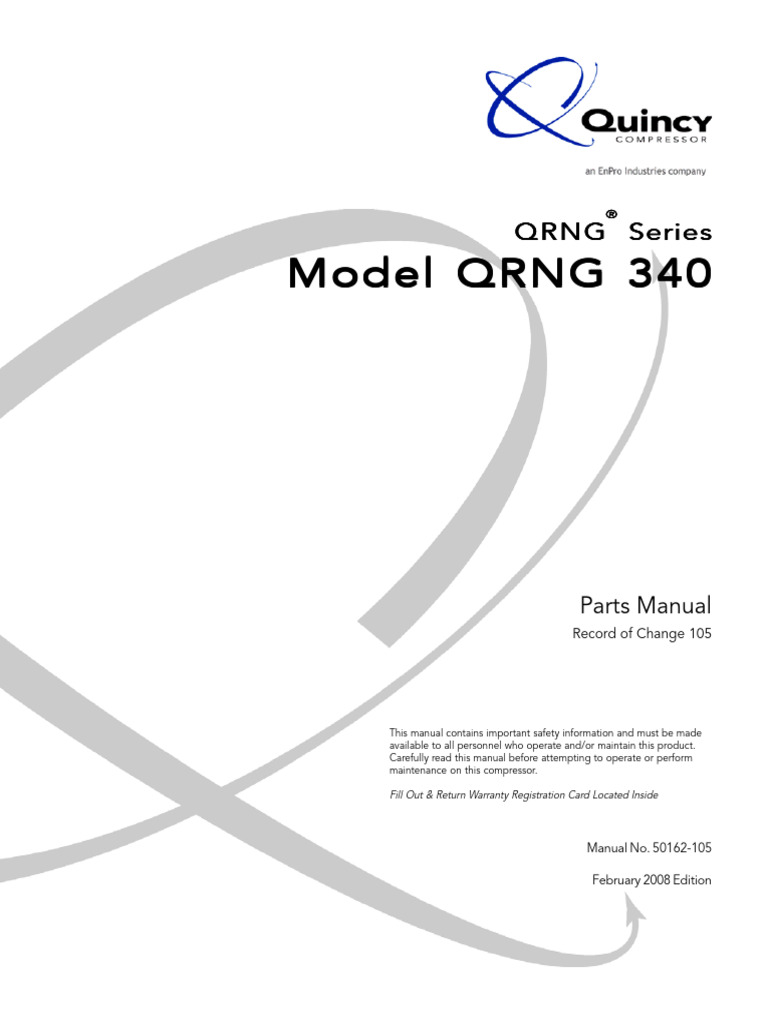Manual Quincy QRNG Model 340 (Feb - 2008) | PDF | Piston | Taxes