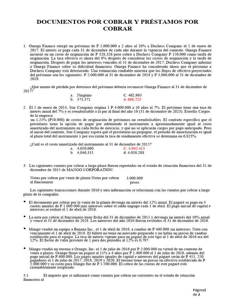 FAR Ejercicios Prácticos Documentos Por Cobrar y Préstamos Por Cobrar | PDF | Interés | Business