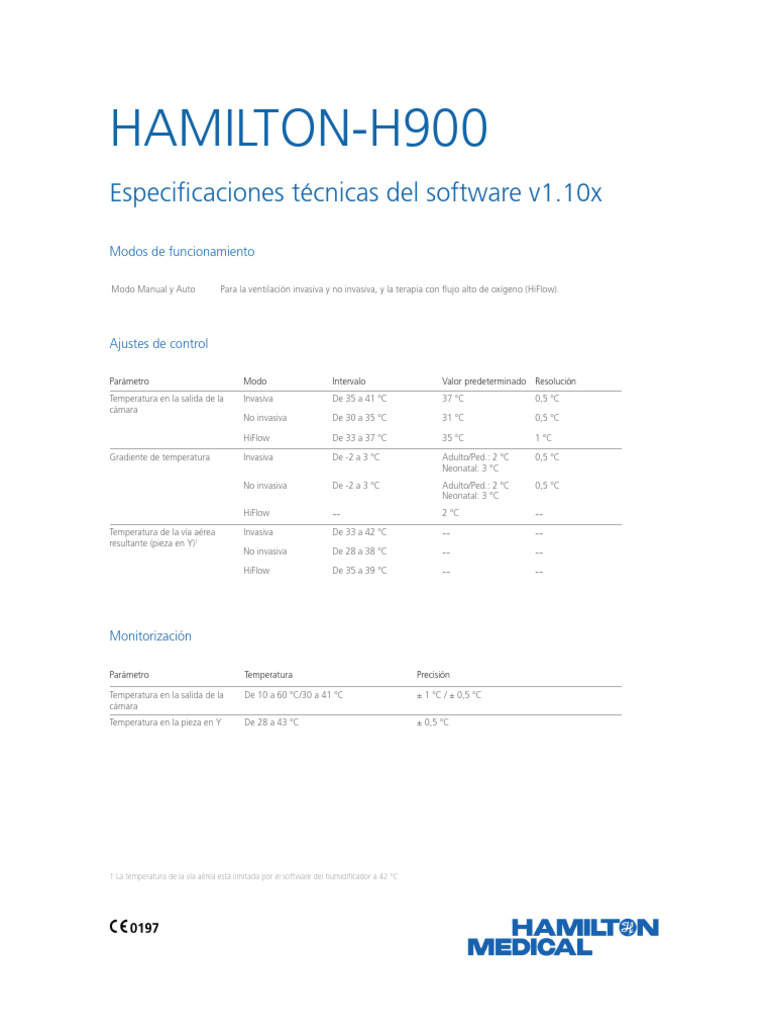 HAMILTON-H900 Tech Specifications | PDF | Frecuencia