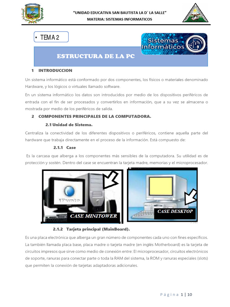 Sistemas Inf Tema 2(1ROS) | PDF | Hardware de la computadora | Almacenamiento de datos de la ...