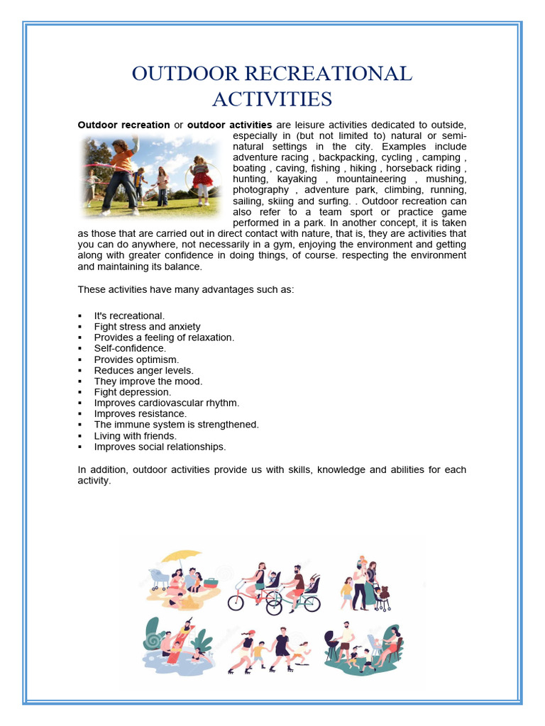 Outdoor Recreational Activities | PDF | Outdoor Recreation | Olympic Sports