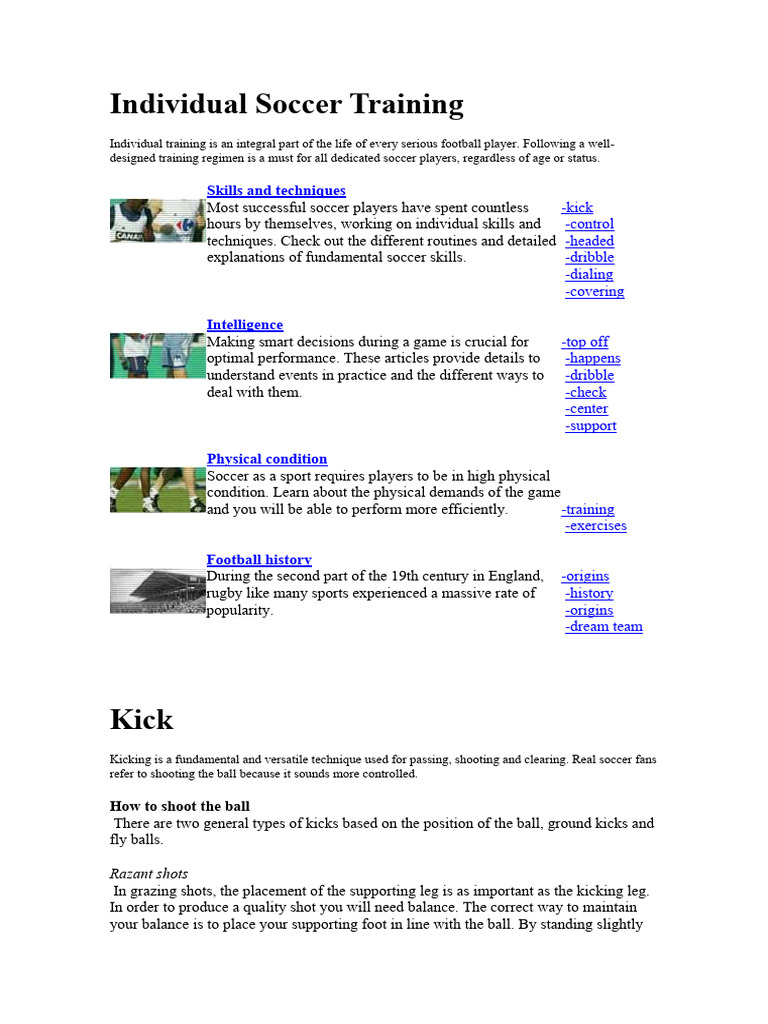 Individual Soccer Training Drills Guide | PDF | Foot | Defender ...