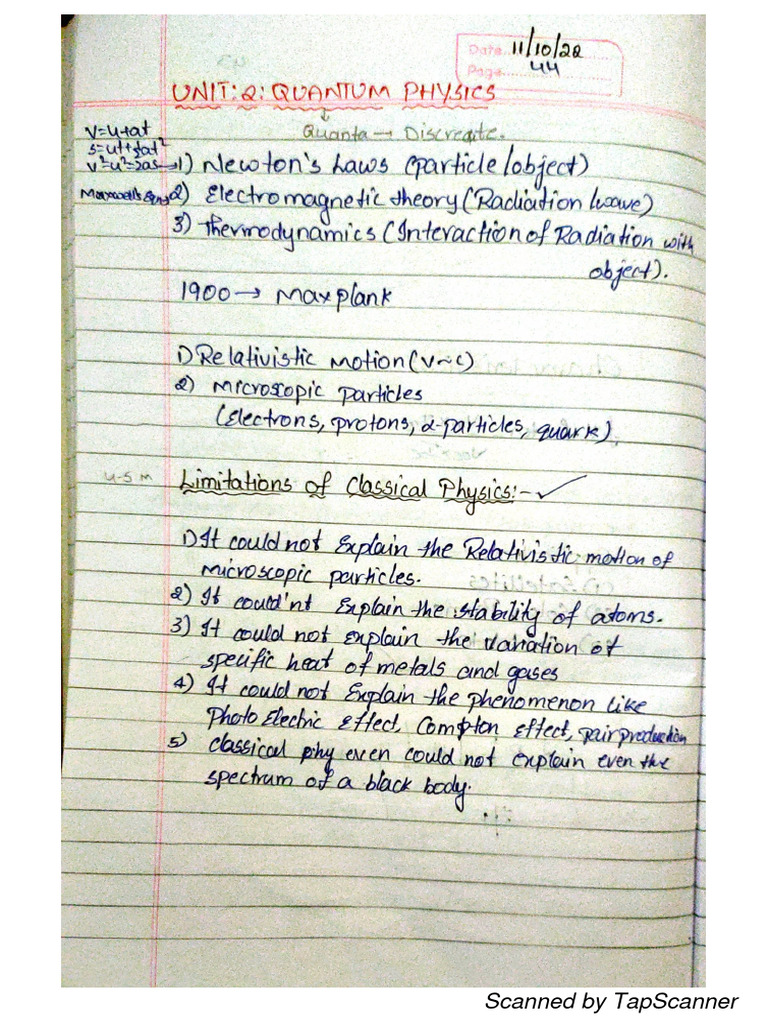 Quantum Mechanics - (Mri Notes) | PDF