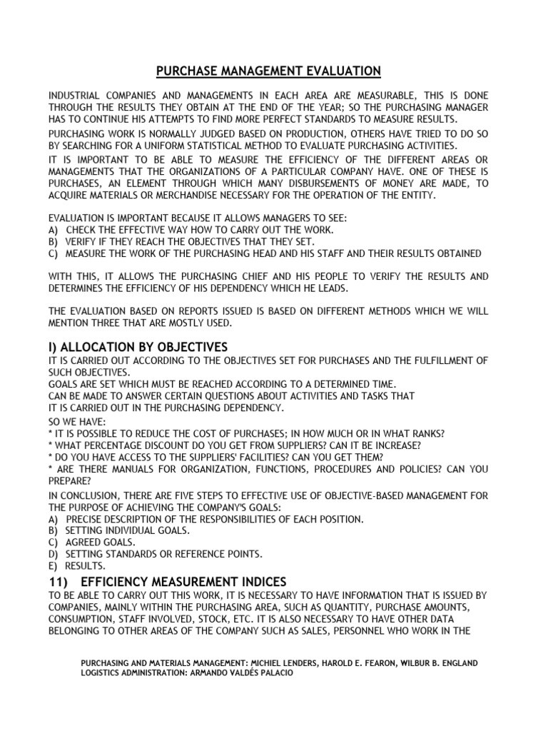 Purchasing Management Evaluation | PDF | Business | Economies