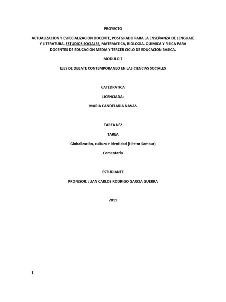 Tarea Modulo 7 de Hector Samour | PDF | Globalización | Sociedad