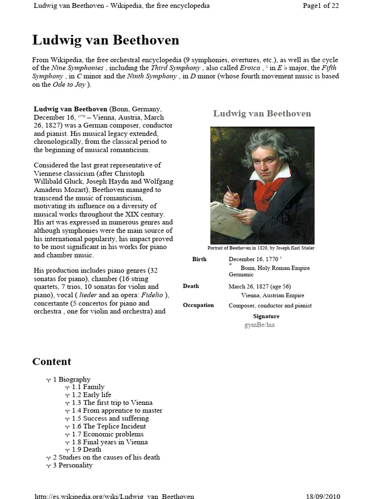 Beethoven - Biography | PDF | Ludwig Van Beethoven | Classical Period ...