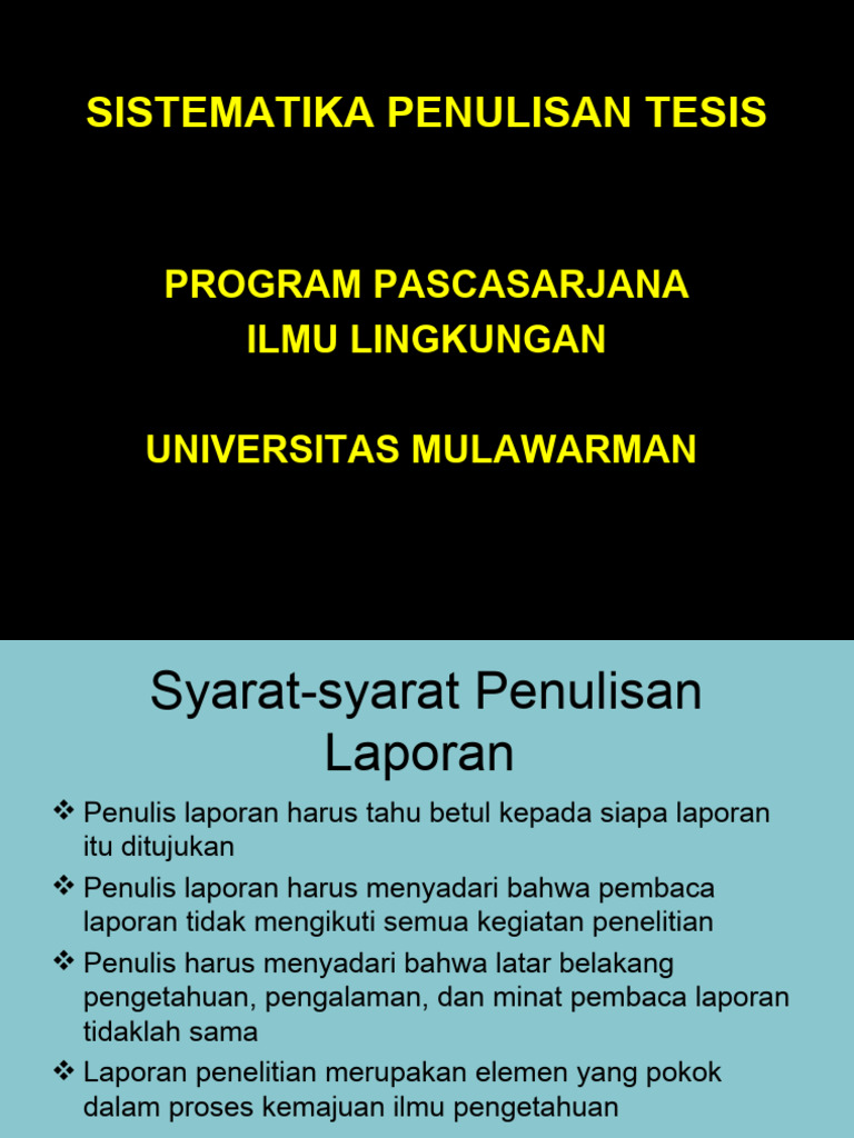 Sistematika Tesis S2 Lingkungan (Pert 6 2013 | PDF