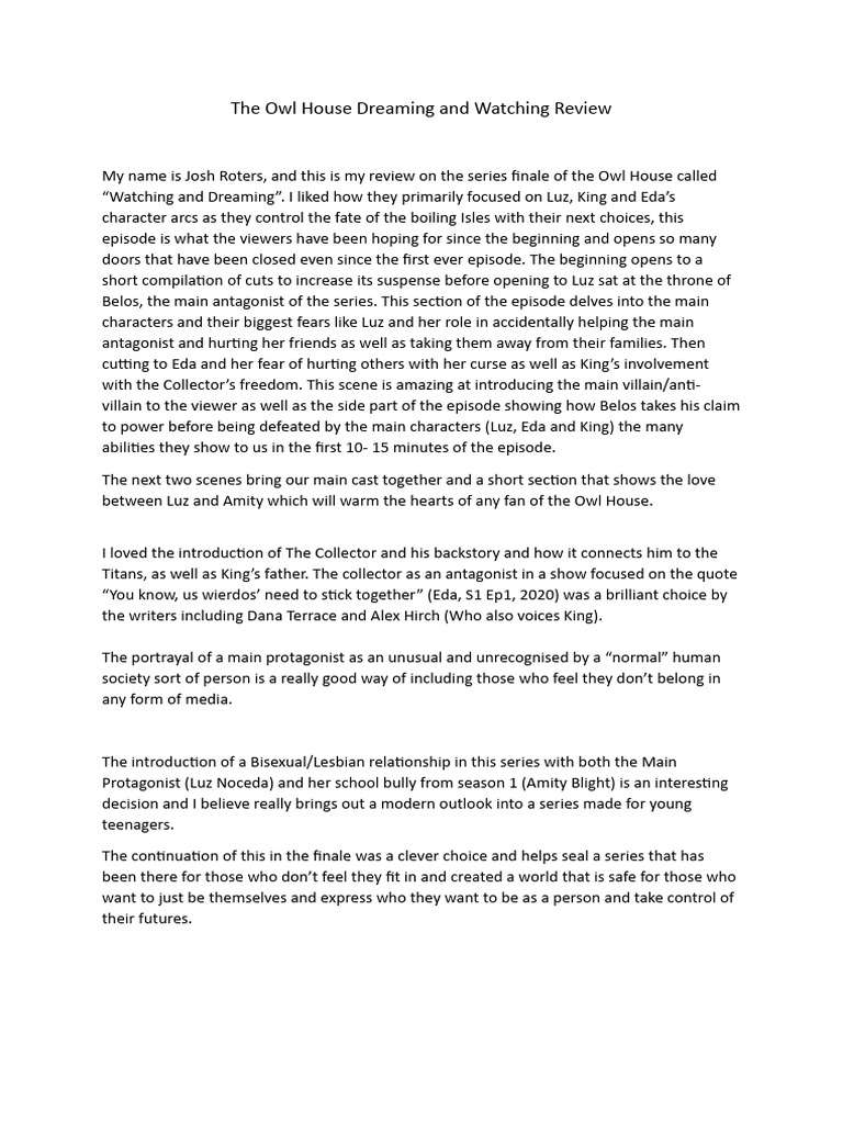 The Owl House Review | PDF | Television Shows | Television Series