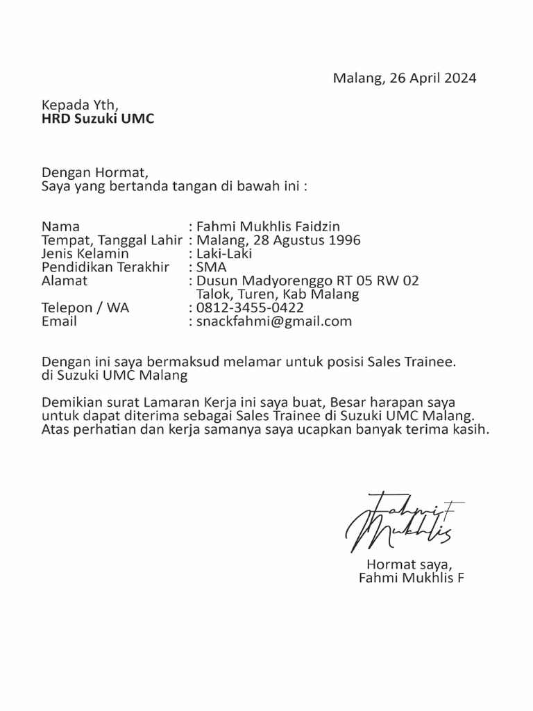 CV Fahmi | PDF