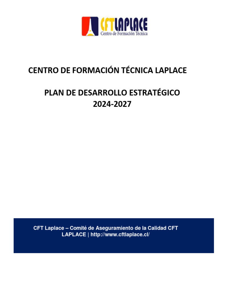 Plan de Desarrollo Estrategico CFT Laplace-2024-2027-V1 | PDF | Gestión ...