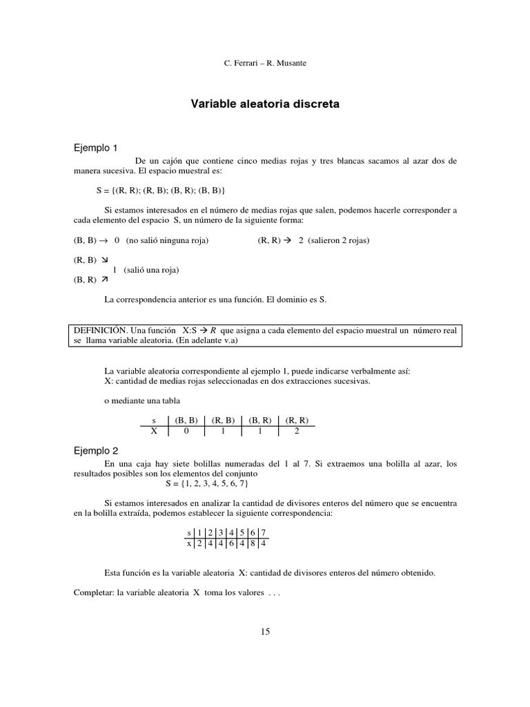Variable Aleatoria Discreta | PDF | Teoría de probabilidad | Función (Matemáticas)