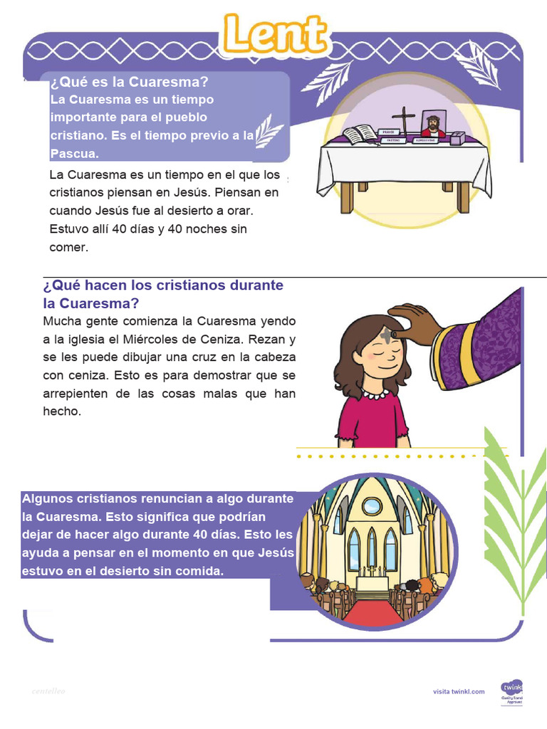 Actividad de Comprensión Lectora Diferenciada de Cuaresma KS1 | PDF ...