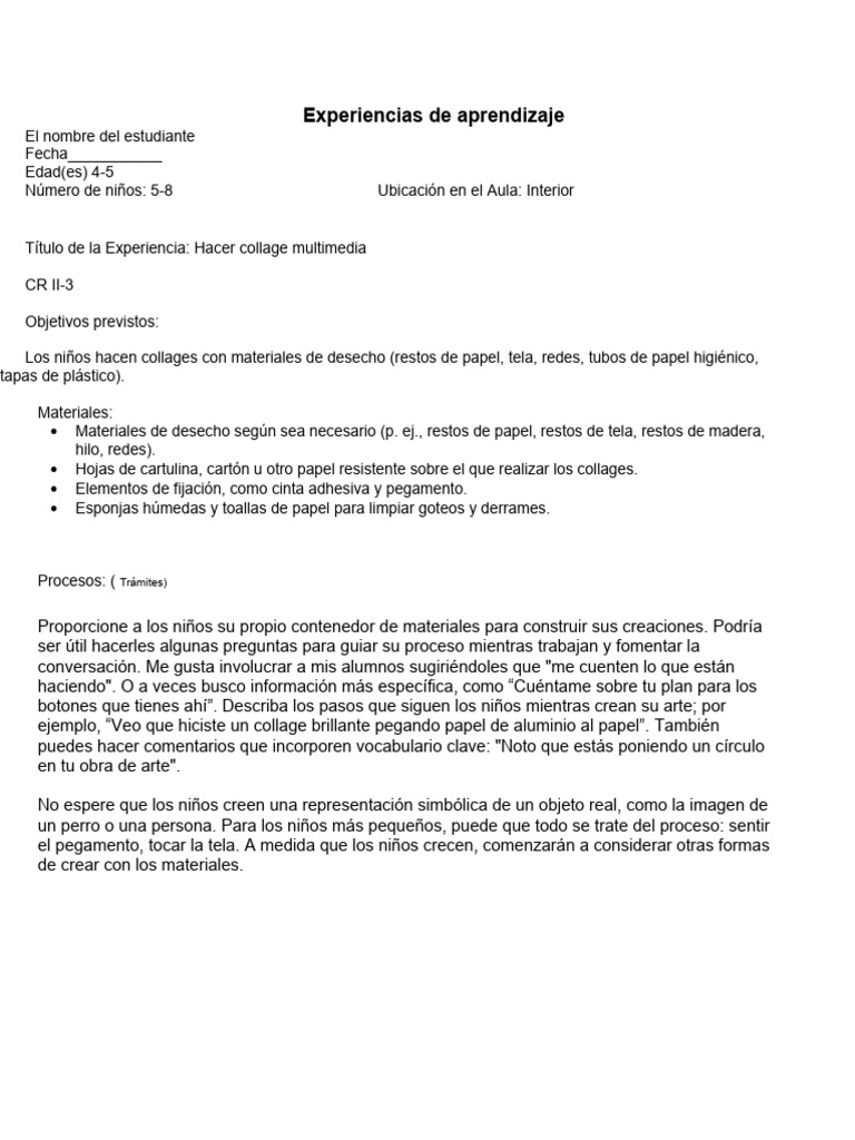 RC Ii-3 Artes Creativas | PDF | Papel | Educación de la primera infancia