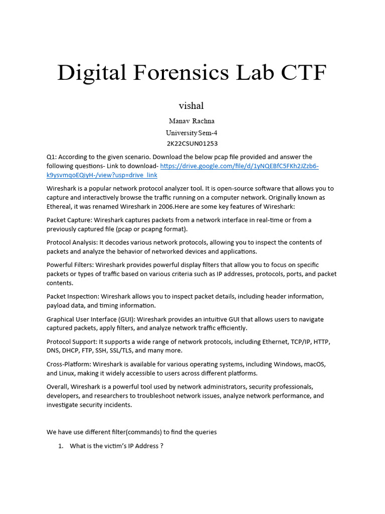 Digital Forensics Lab Ctf Pdf Computer Network Network Packet