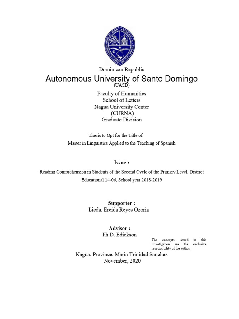 Reading Comprehension In Students Of The Second Cycle Of The Primary