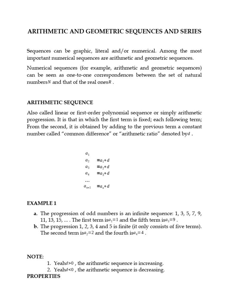 Arithmetic and Geometric Sequences Guide | PDF | Sequence | Arithmetic