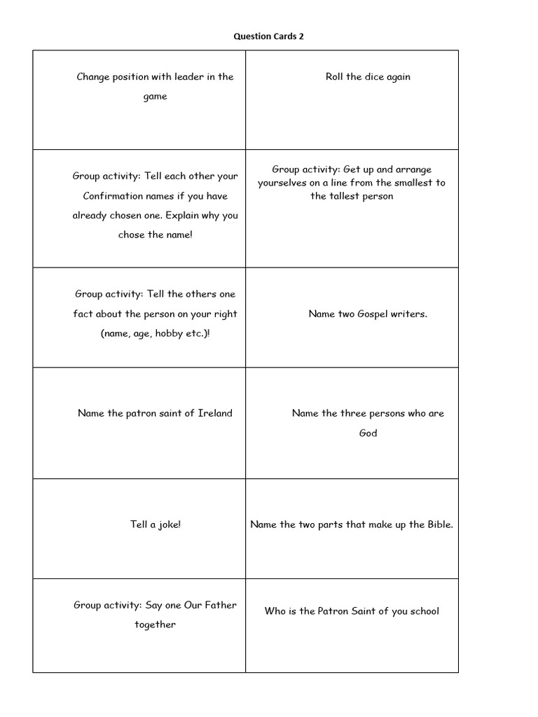 Led by The Spirit Board Game Question Cards 2 | PDF