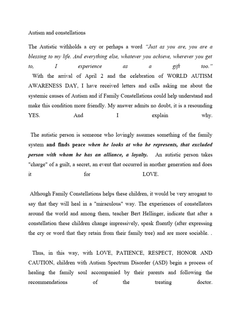 Autism and Constellations | PDF | Autism Spectrum | Mental Disorder