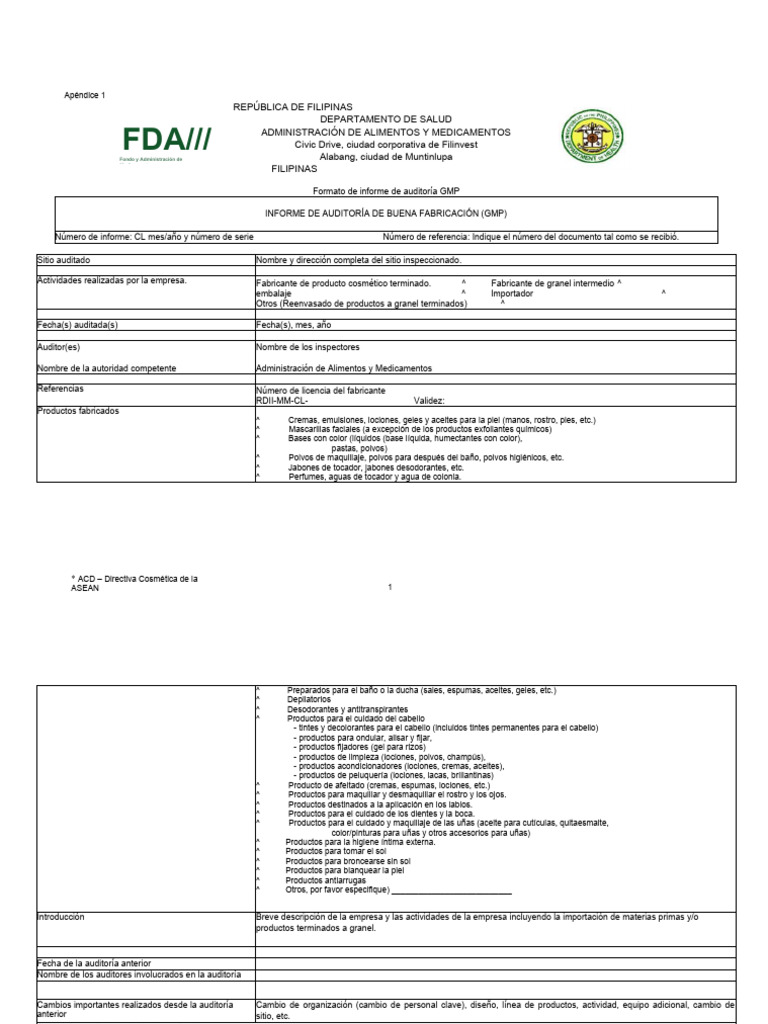 Informe de Auditoría GMP en Cosméticos | PDF | Productos cosméticos