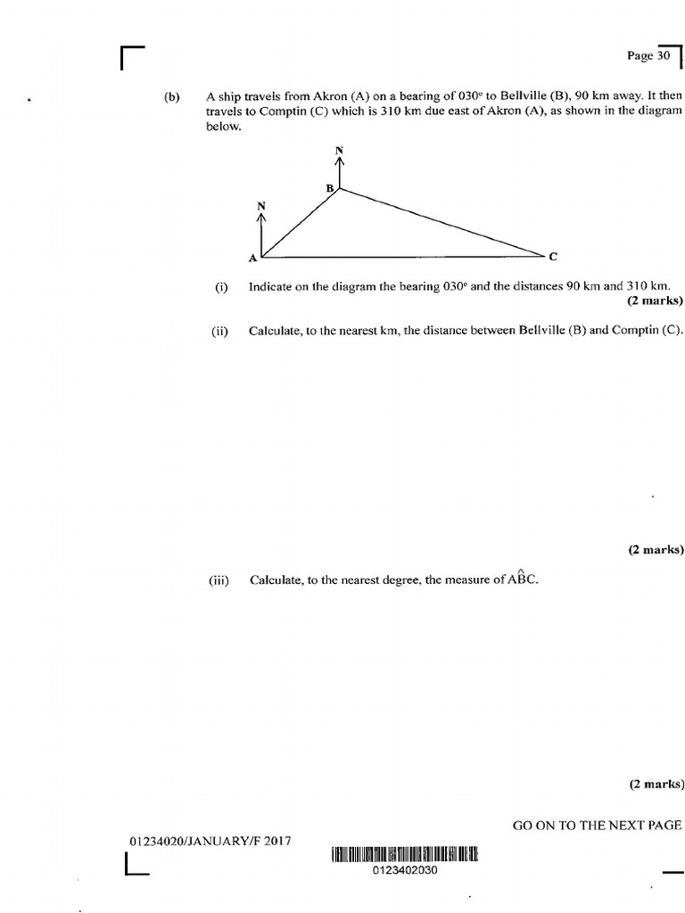 Bearings and Trig Question 2 | PDF