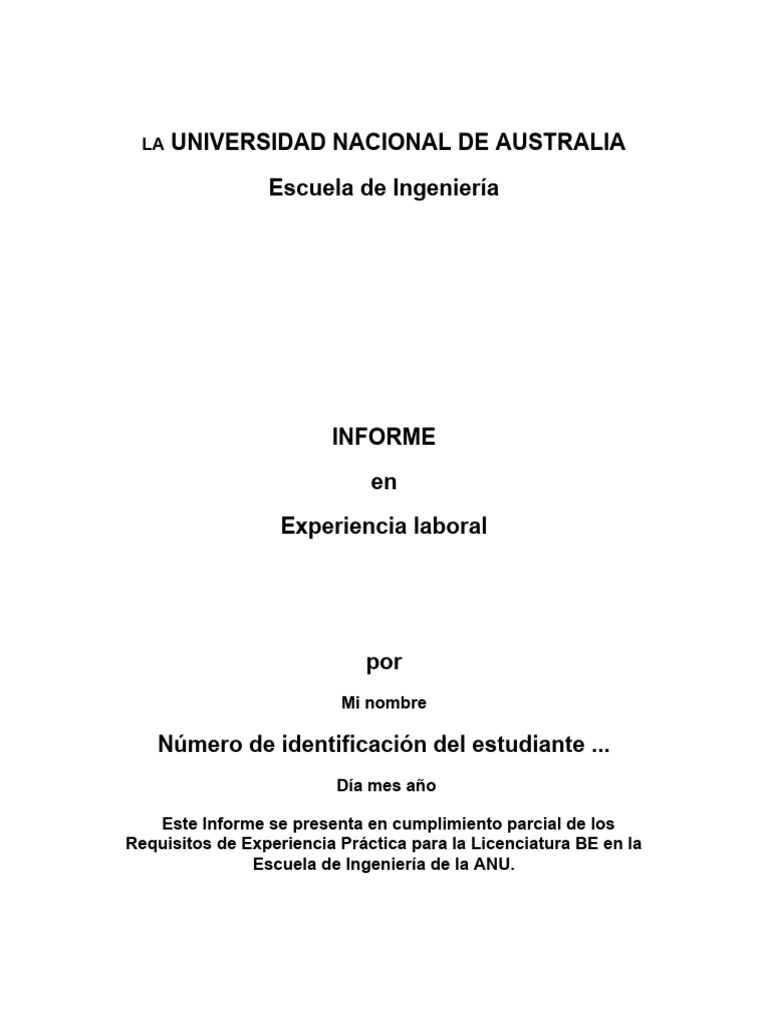 Plantilla de informe de experiencia laboral | PDF | Business | Ingeniería