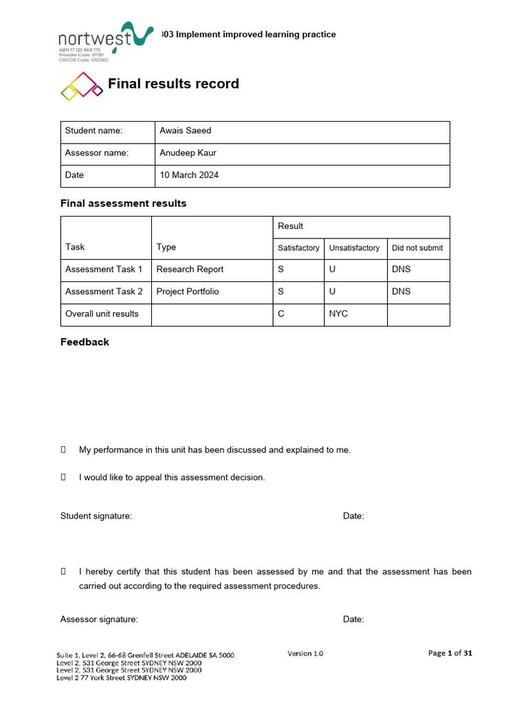 TAELED803 Student Assessment Tasks Version 1.0 | PDF | Learning ...