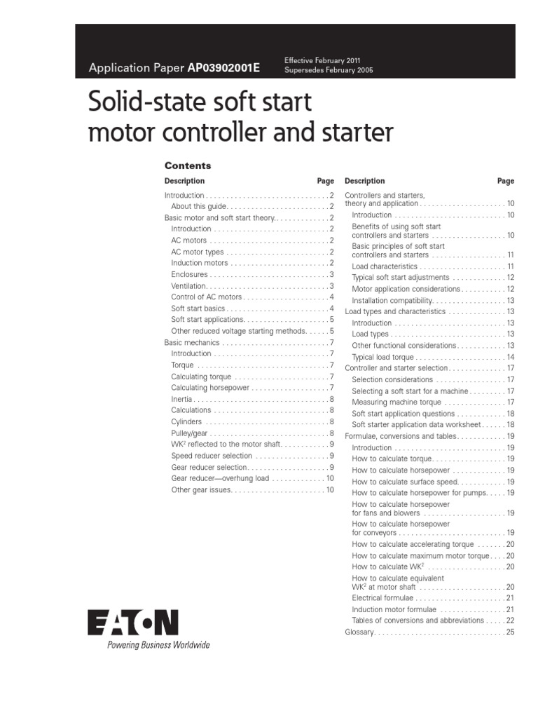 EATON Solid State Motor Soft Starter | PDF | Electric Motor ...
