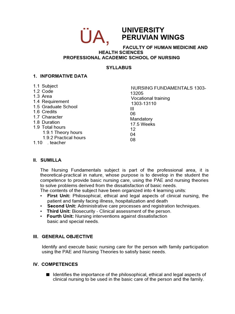Syllabus Fundamentals of Nursing | Download Free PDF | Nursing ...