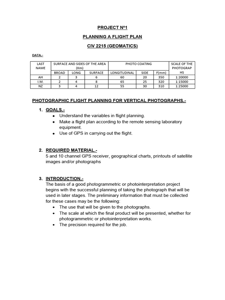 Project Nº1 Planning of A Flight Plan | PDF | Camera | Aircraft