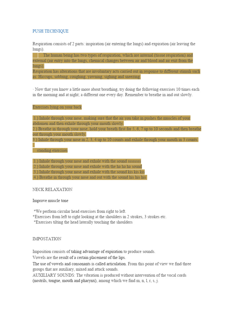 Pushing Technique | PDF | Exhalation | Breathing