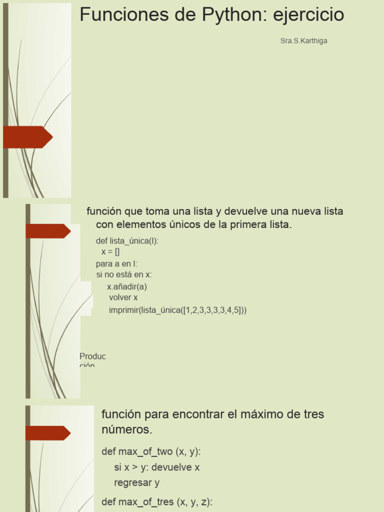 Funciones de Python - Ejercicios: Mrs.S.Karthiga | PDF | Python (lenguaje de programación ...