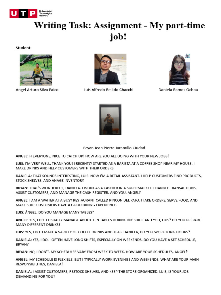 Week 11 - Task Assignment - My Part-Time Job!-1 | PDF | Waiting Staff ...