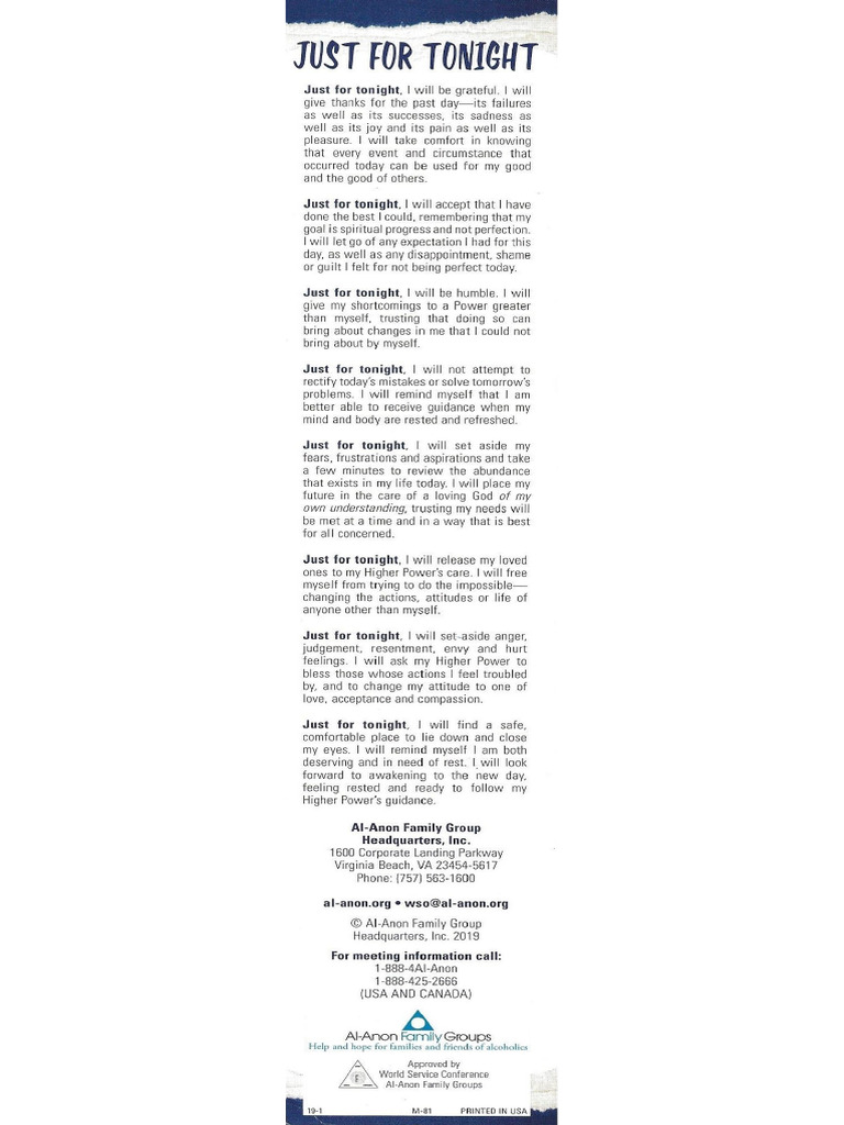 Just For Tonight Bookmark | PDF