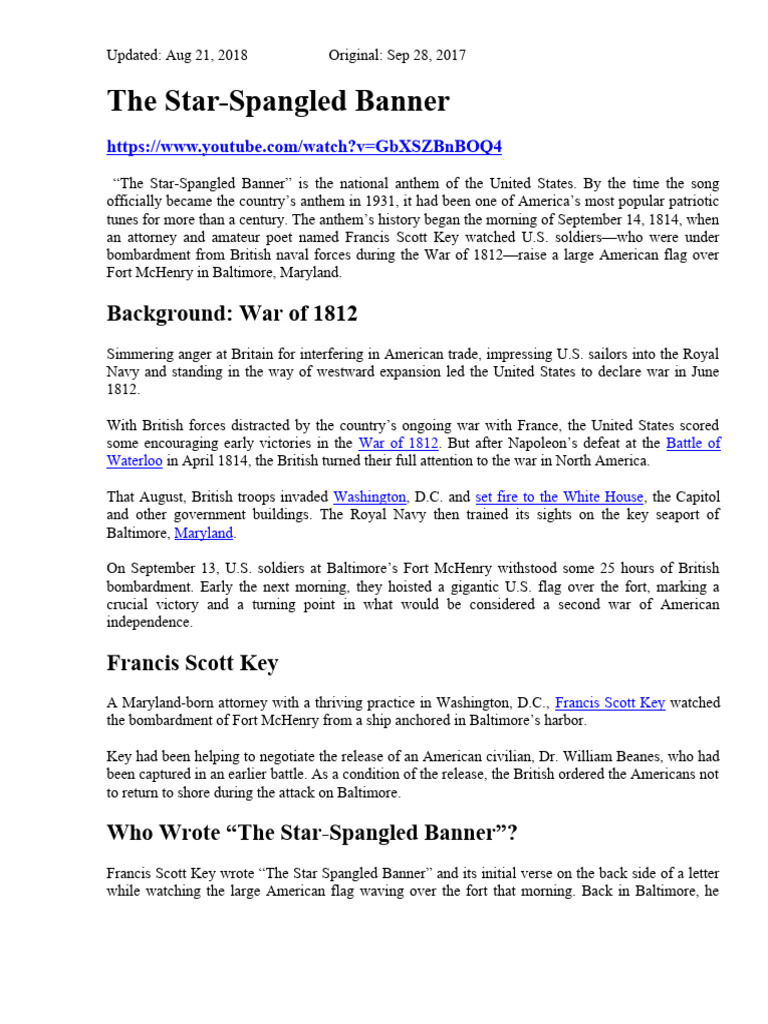 8-The Star Spangled Banner | PDF | The Star Spangled Banner | The ...
