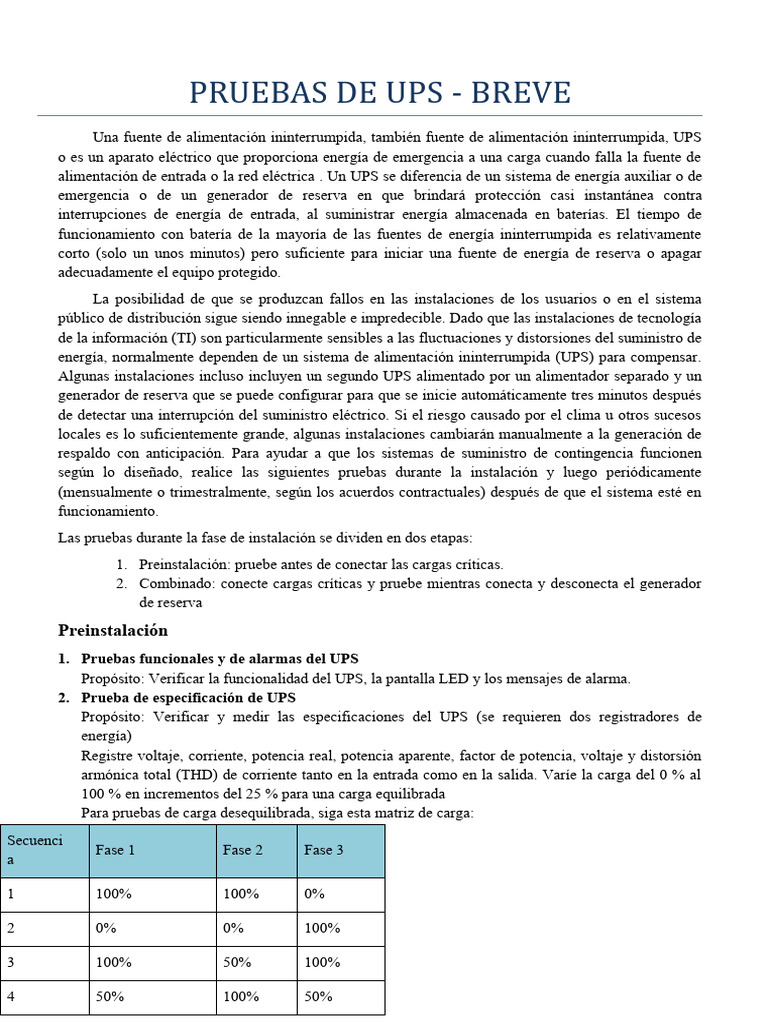 Informe de prueba de UPS | Descargar gratis PDF | Ingenieria Eléctrica ...