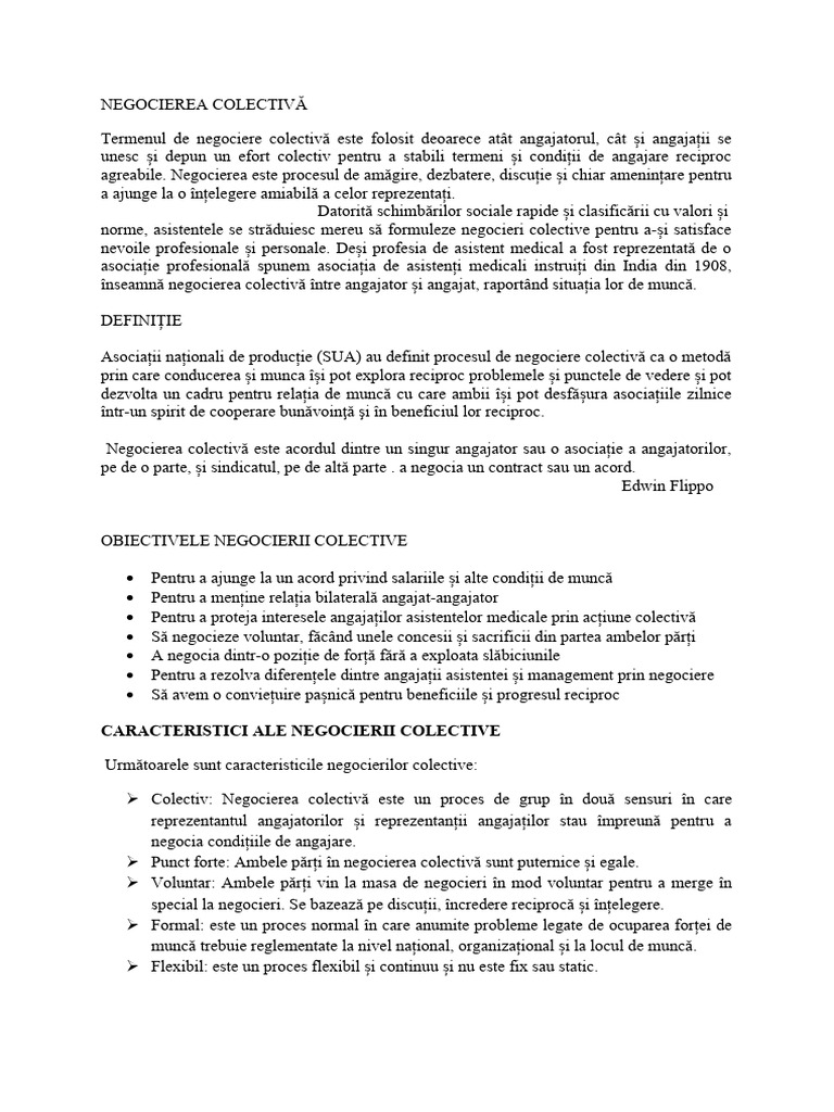 Negocierea Colectivă | PDF